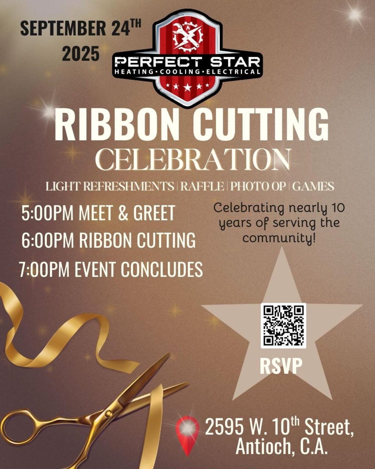 Perfect Star Heating, Cooling & Electrical to hold Antioch HQ ribbon ...